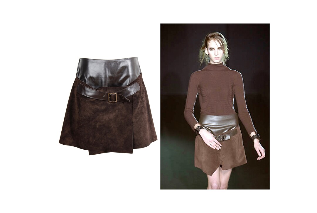 F/W 2002 Simultaneous Leather Skirt / Vintage Simultaneous Buckle Belt ...