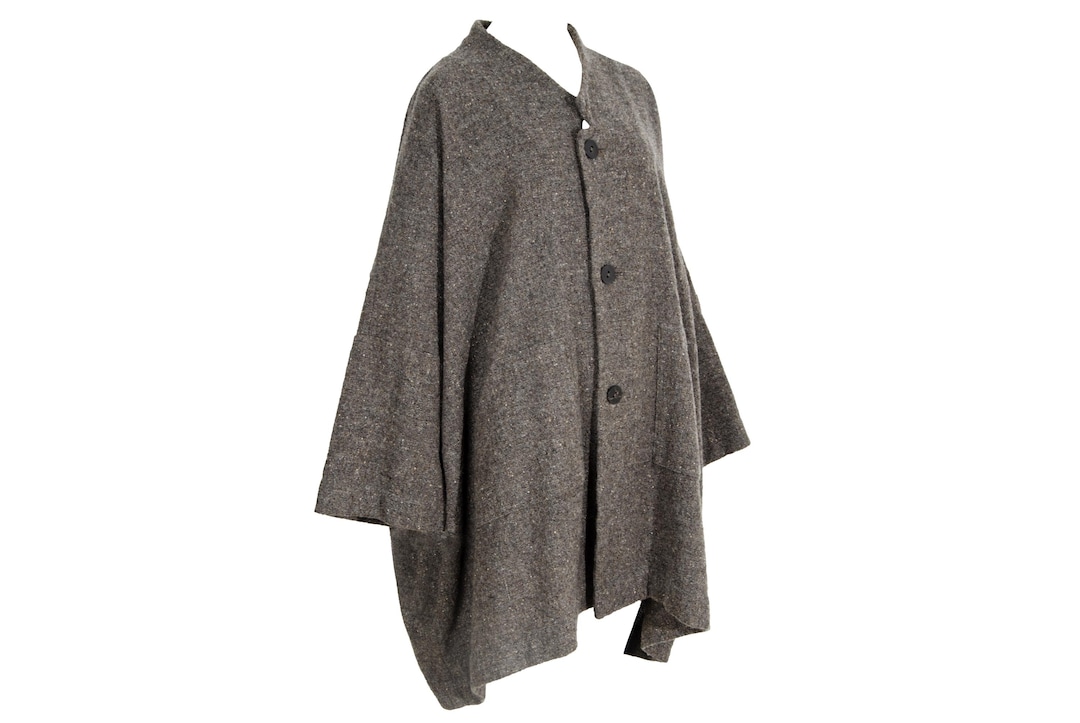 90s Shirin Guild 100% Wool Boxy Button Front Blanket Coat / Shirin ...