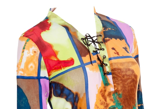 Vintage early 2000s pop art portraits mesh top / Mult… - Gem