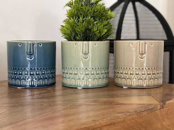 Medium Ceramic Face Planters House Plant Pots in Various - Etsy