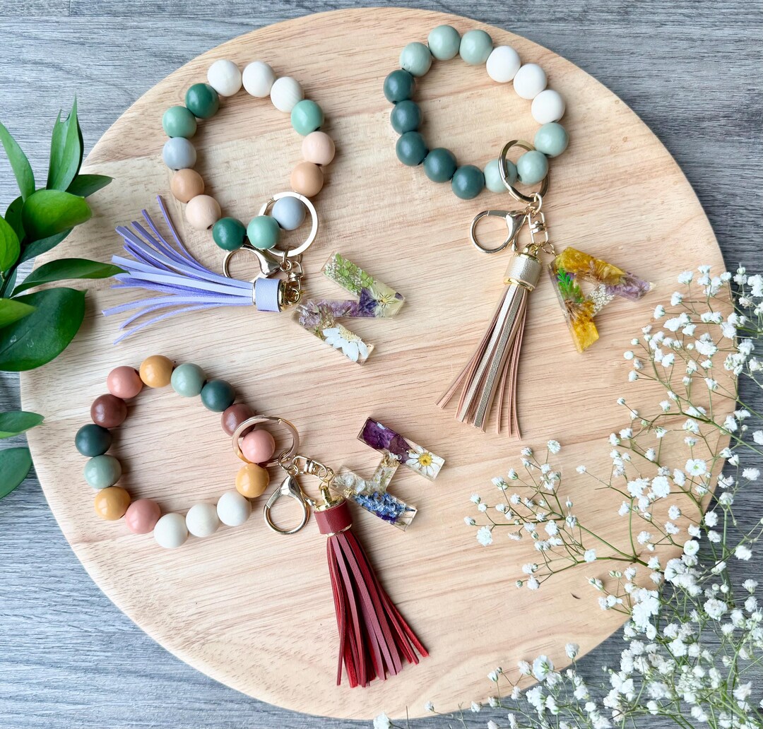 Keychain Name Birth Month Real Flower Bracelet Keychain Letter ...