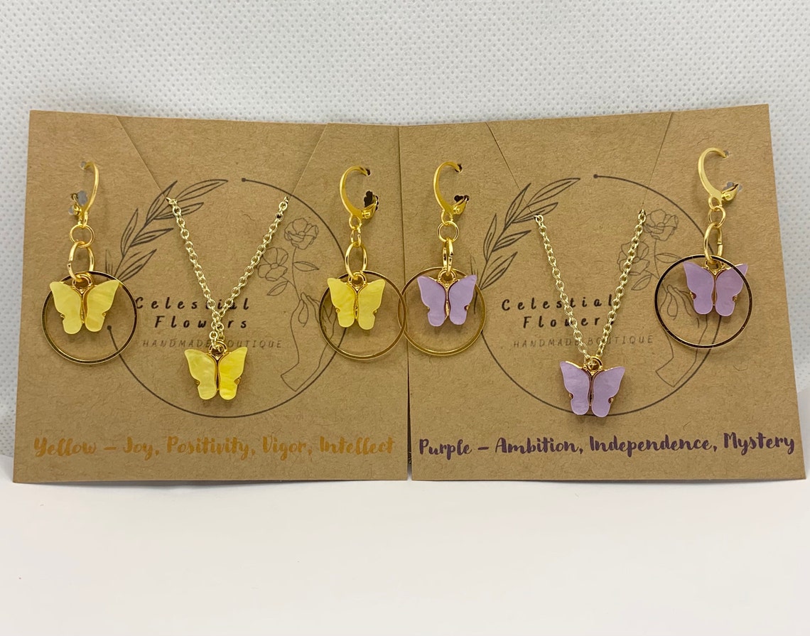 Butterfly set Gift for her Jewelry Birthday Anniversary | Etsy