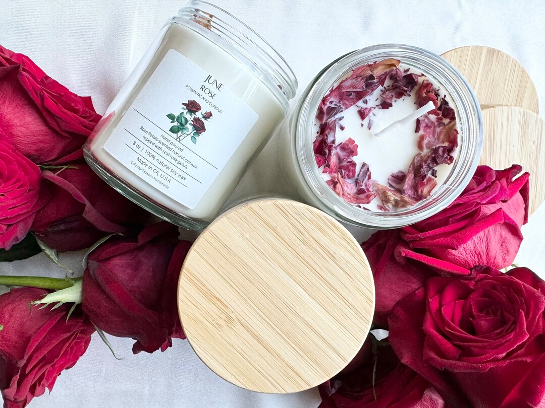 Rose Petals | June Birth Month Candle Hand Poured All Natural Soy Wax ...