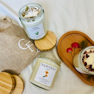 Hand-poured Birth Month Soy Candles | Real Dried Flowers and Leaves ...