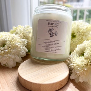 Daisies April Birth Month Candle | Hand Poured All Natural Soy Wax ...