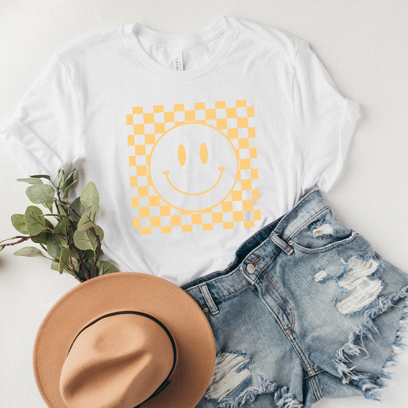 Checkered Smiley Tees 5 Designs - Etsy