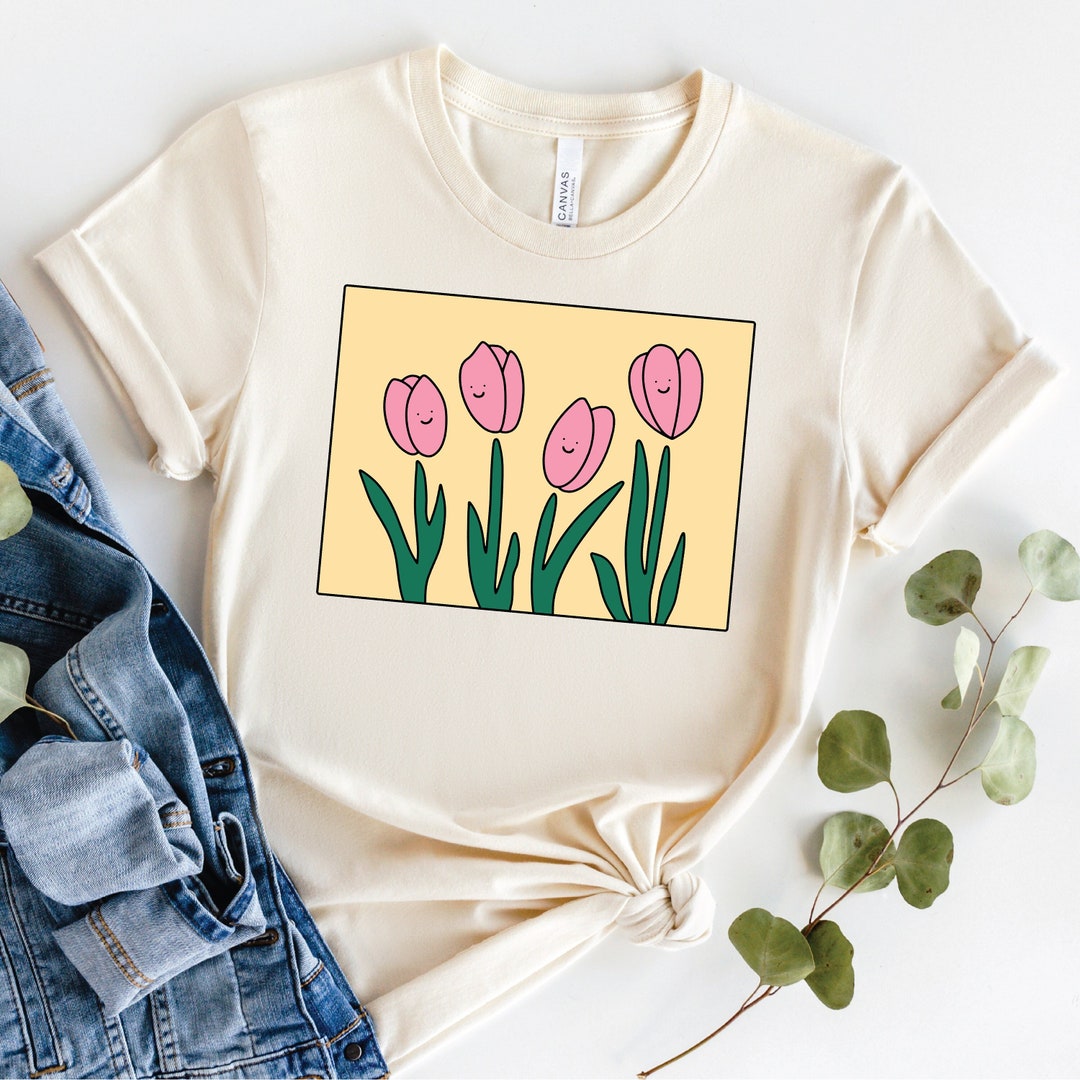 Tulip Smiley Graphic Tee | 2 Designs - Etsy