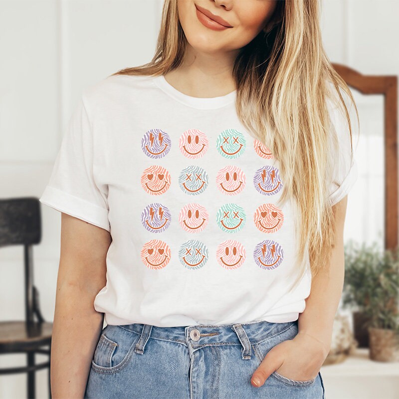 Retro Smiley Face Tees 4 Designs - Etsy