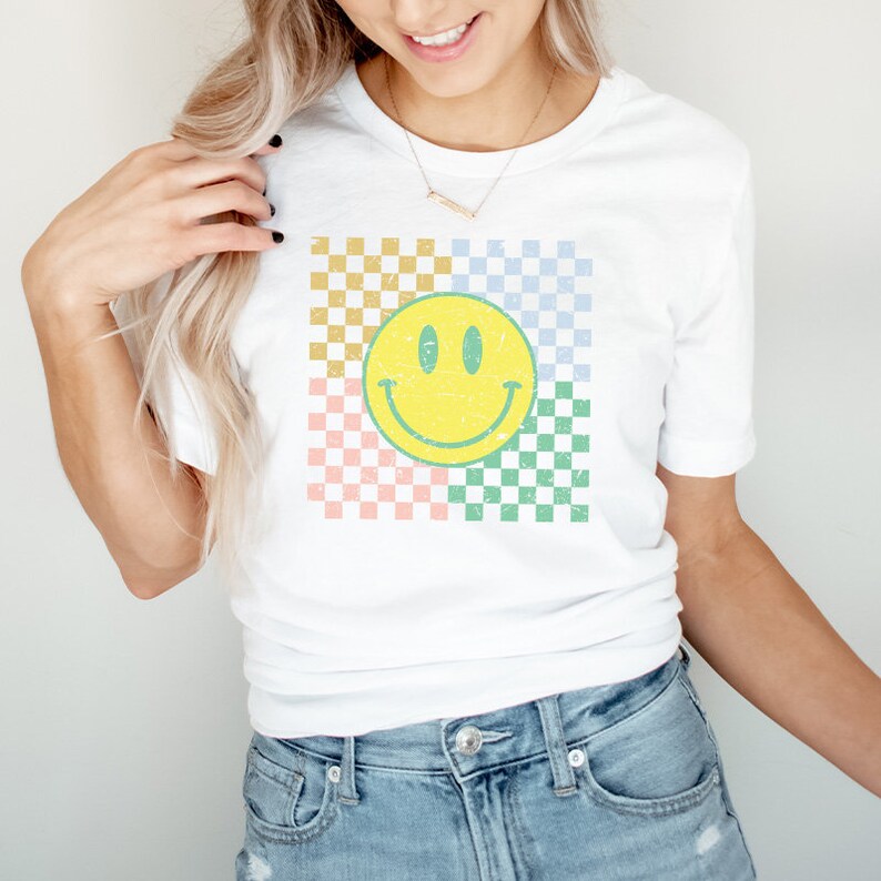 Checkered Smiley Tees 5 Designs - Etsy