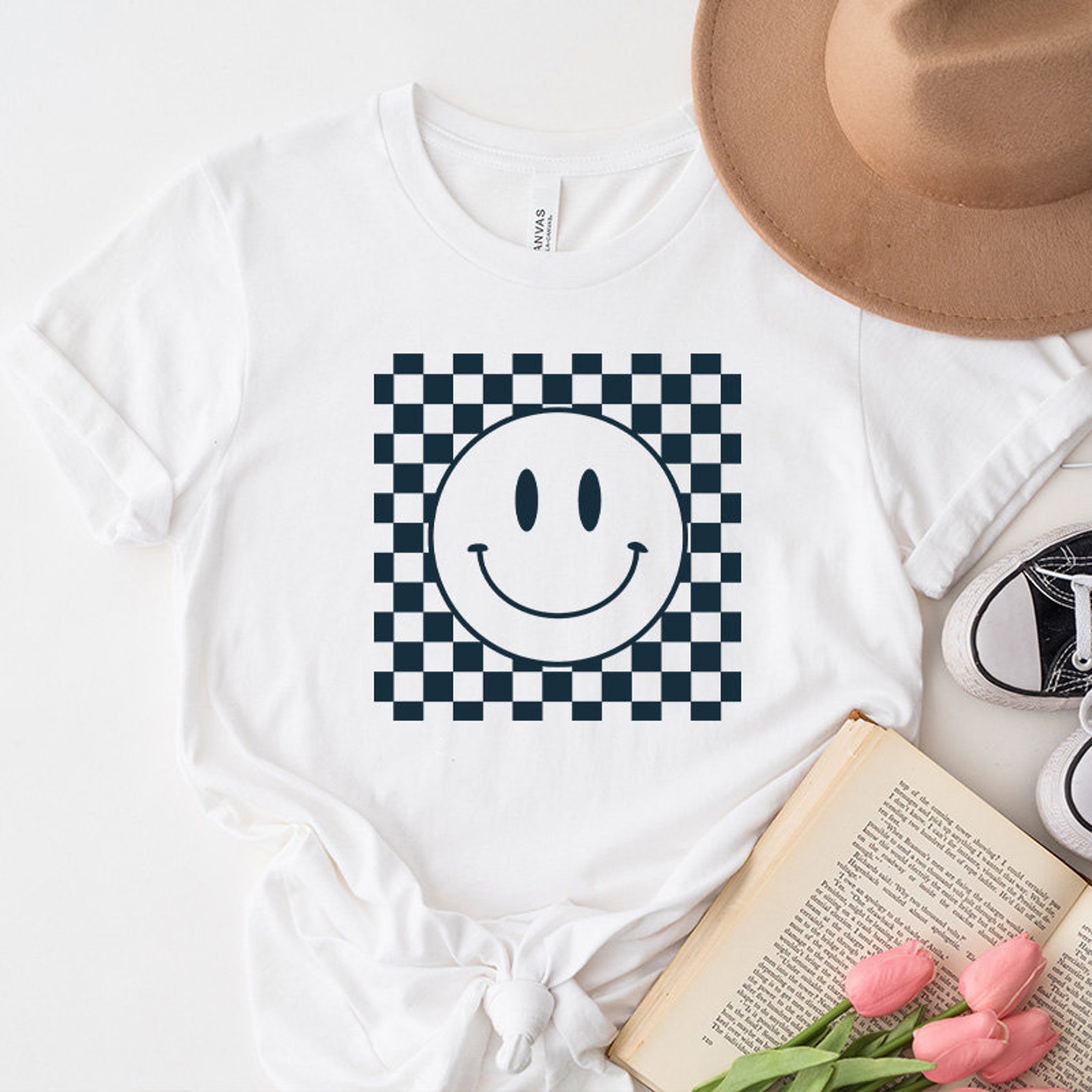 Checkered Smiley Tees 5 Designs - Etsy