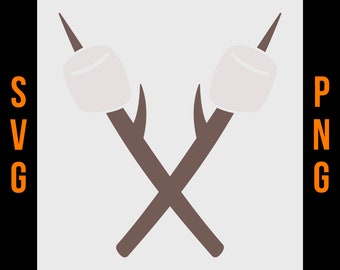 Marshmallow on a Stick Png - Etsy