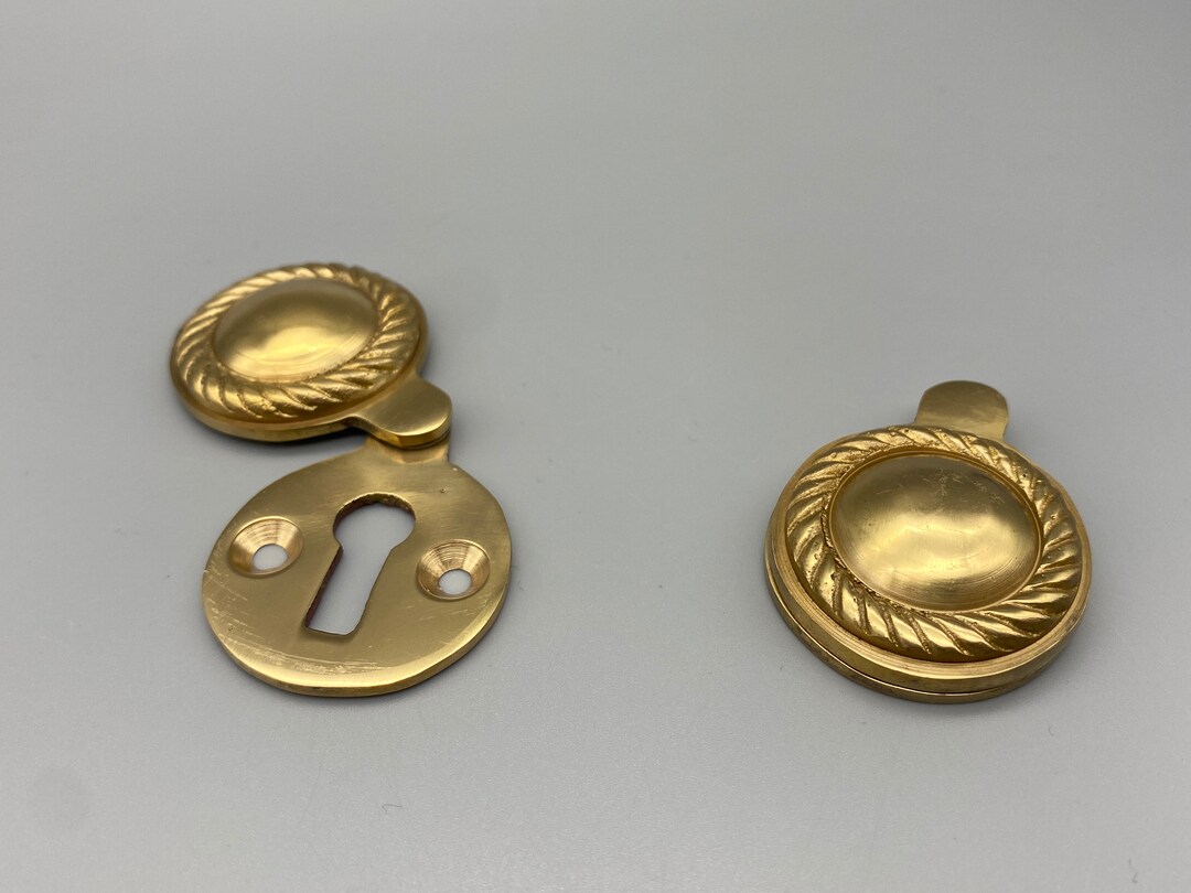 2x Solid Brass Escutcheon Antique Georgian Key Escutcheon Gold Colour ...
