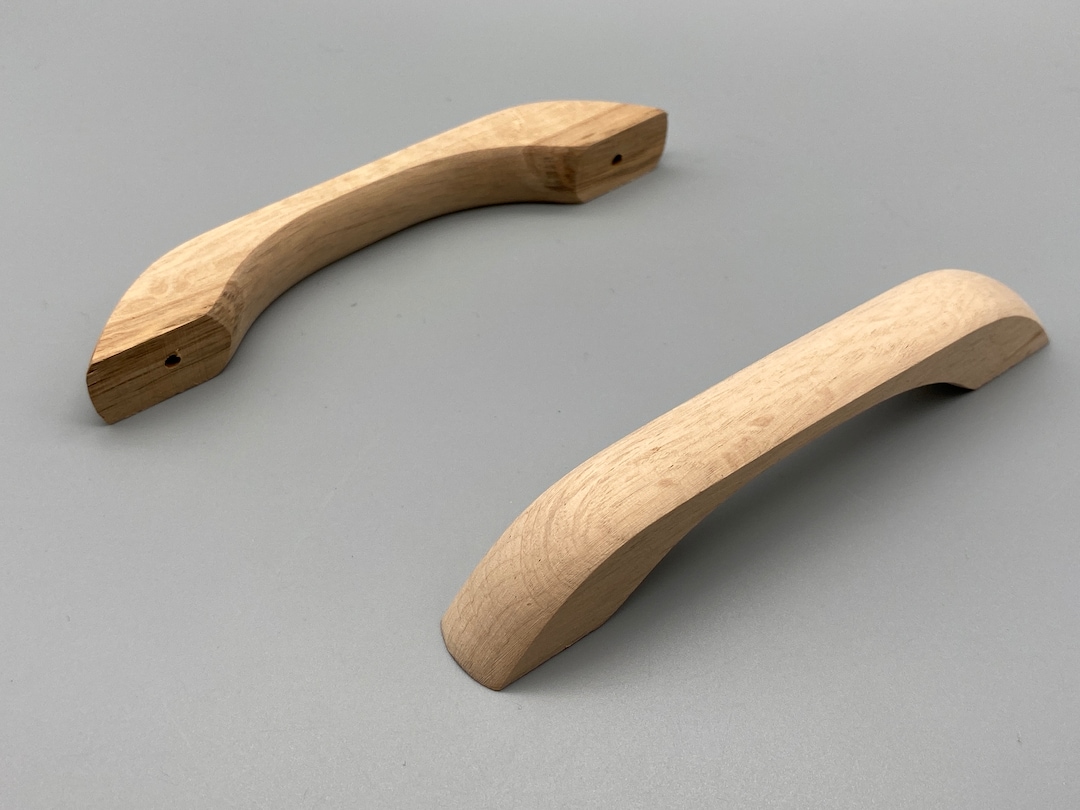 2x Natural Oak Wood D-shaped Handles Unlacquered 100mm 4'' Inch Pre ...