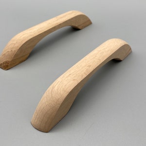 2x Natural Oak Wood D-shaped Handles Unlacquered 100mm 4'' Inch Pre ...