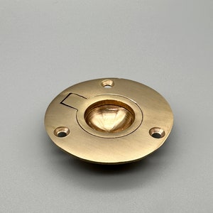 2x Solid Brass Flush Ring Handles Front Fix Flush Ring Round Pulls 45mm ...