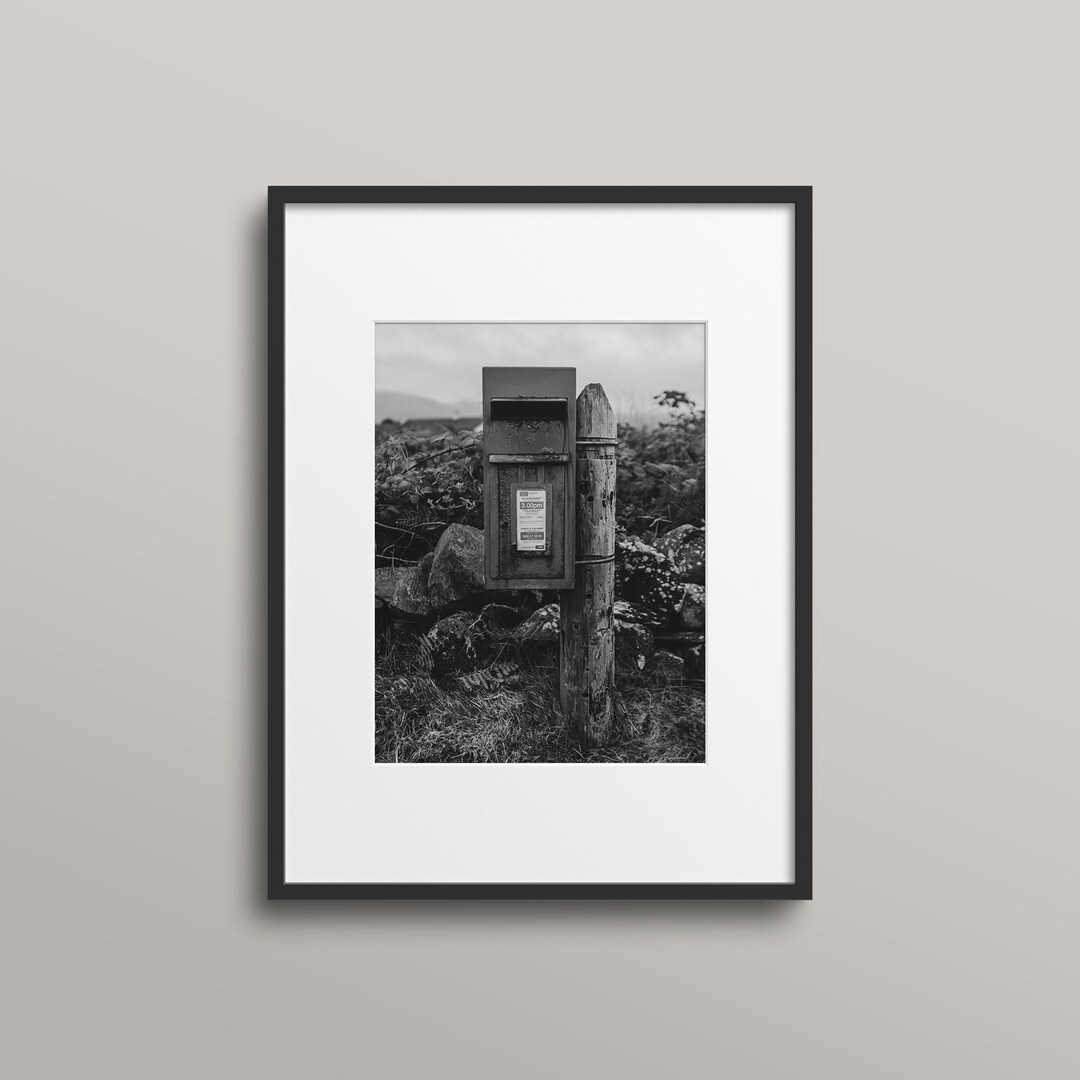 Rusty Old Irish Post Box, Black and White Print, an Old Post Box Seen ...