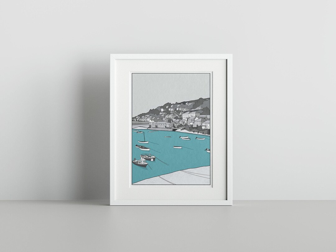 Mousehole Harbour Cornwall - Digital Illustration Print in A4 and A3 - Etsy