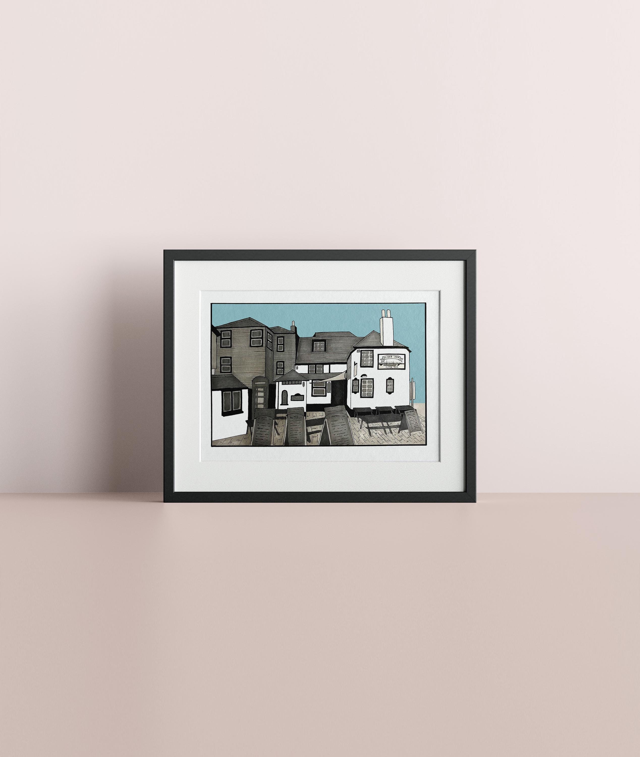 The Sloop Inn, St Ives, Cornwall - Pen & Marker Illustration Print A4 ...