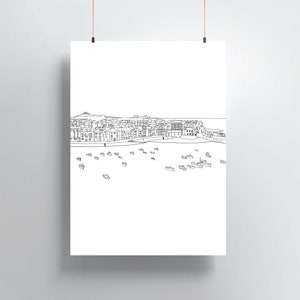 St Ives Harbour B&W Illustration - A4 and A3 Prints - Etsy