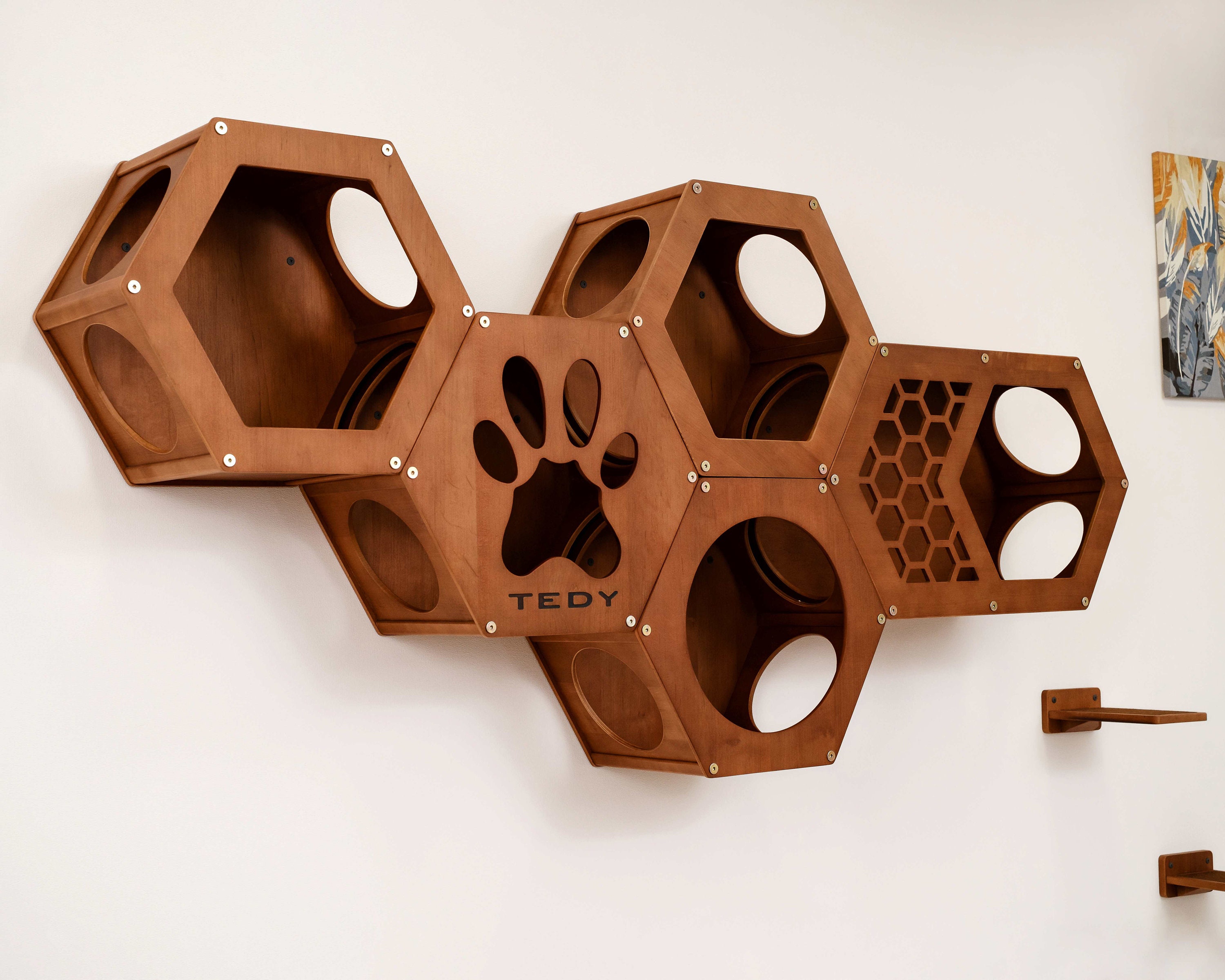 Handmade Hexagon Cat Shelf: Modern Wall Furniture for Large Cats - Etsy