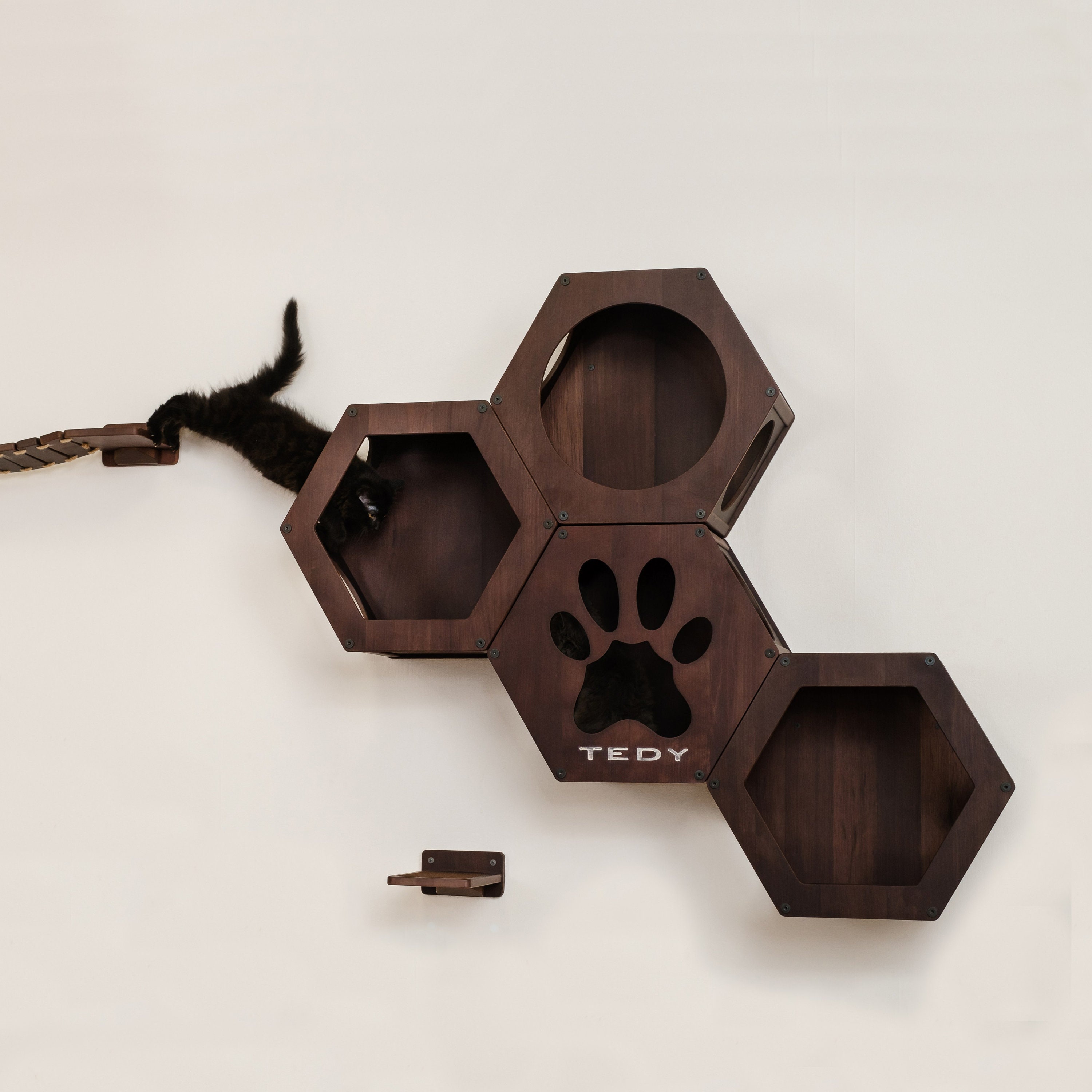 Handmade Hexagon Cat Shelf: Modern Wall Furniture for Large Cats - Etsy