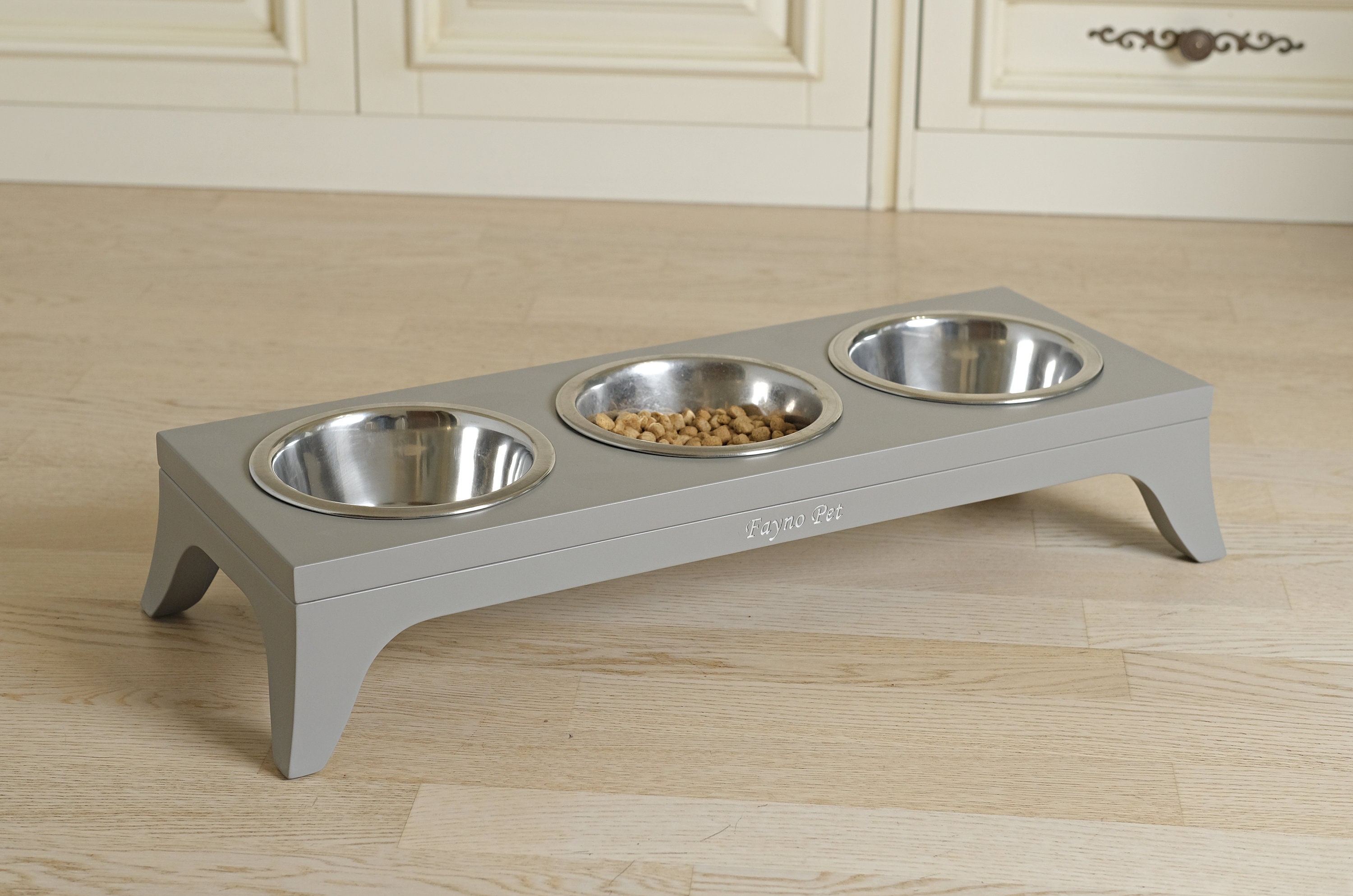 Raised Cat Feeding Station 3 Bowls Elevated Cat Bowl Feeder - Etsy