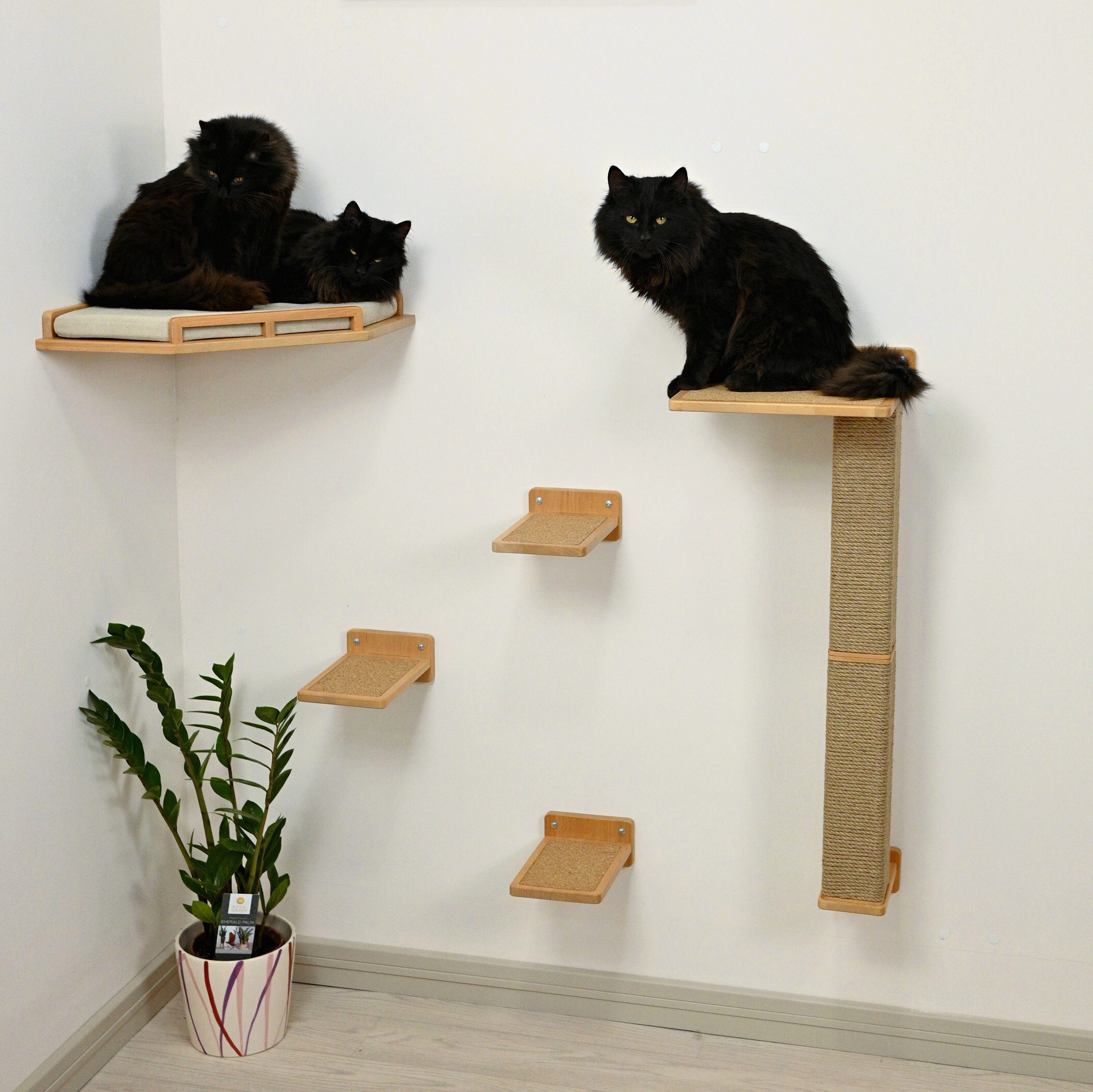 Set Cat Wall Furniture, Cat Corner Shelf, Cat Scratching Post, Cat Step ...