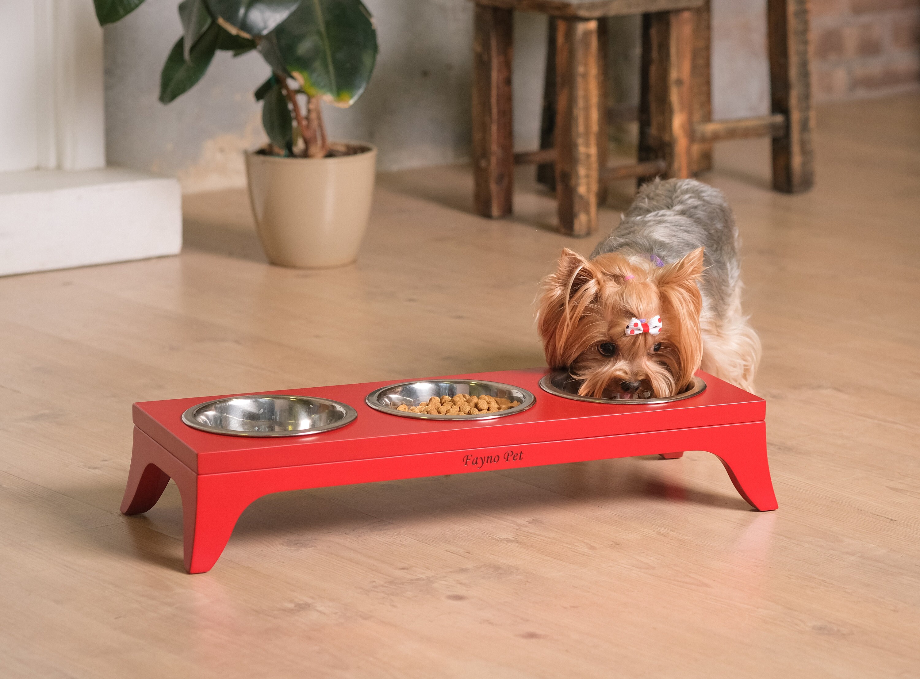 Raised Cat Feeding Station 3 Bowls Elevated Cat Bowl Feeder - Etsy