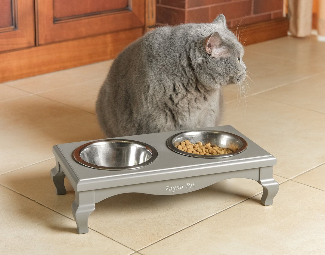 Raised Wooden Feeder for Large Cats With Two Bowls. Premium - Etsy