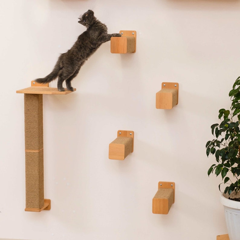 Cat Wall Steps for Climbing, Cat Steps With Jute, Cat Wall Shelves With ...