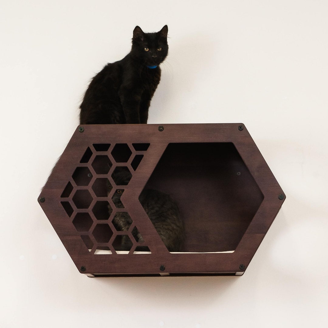 Hexagon Cat Shelf: Modern Wall Furniture, Large Cat Bed - Etsy