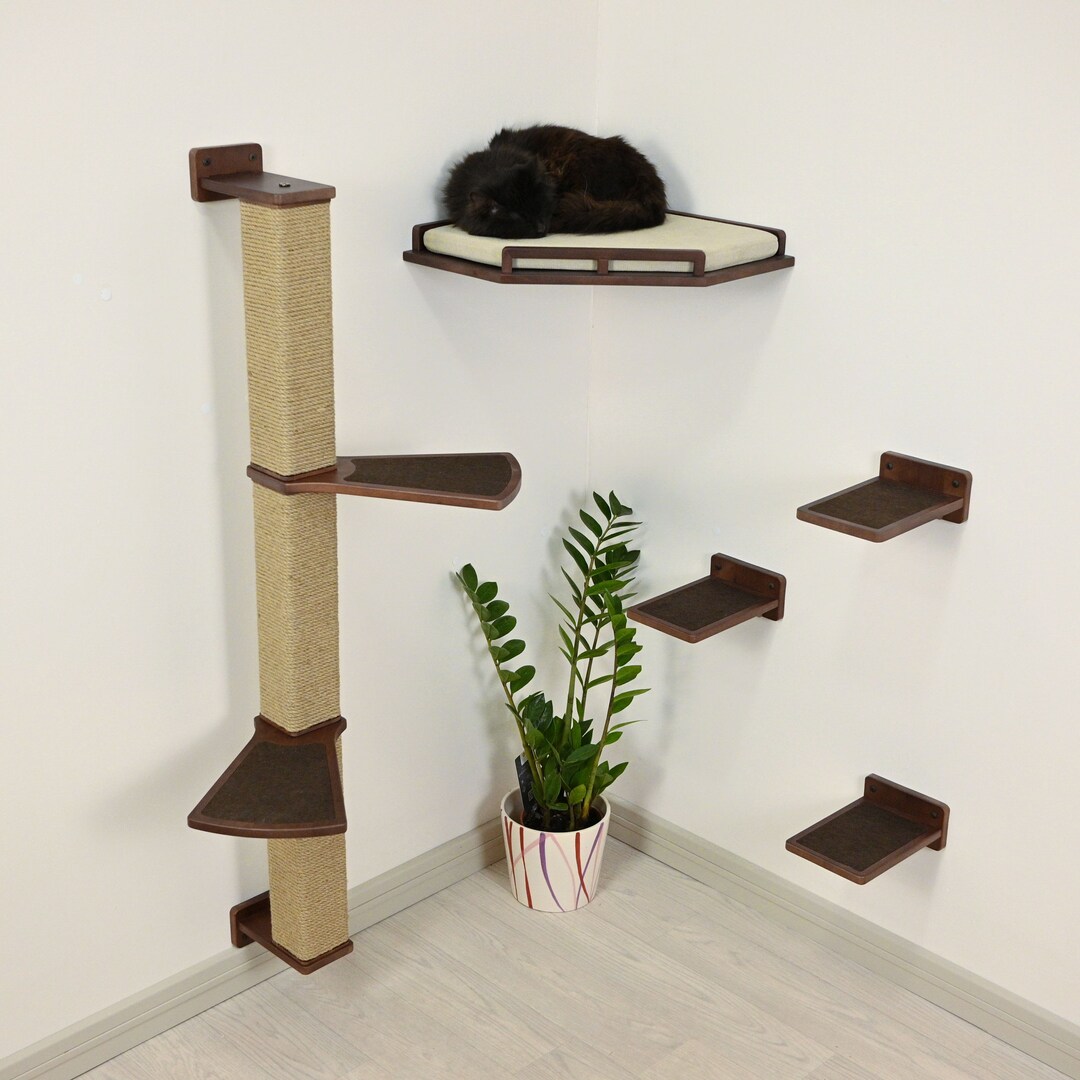 Set Cat Wall Furniture, Corner Cet Shelf, Cat Wall Scratching Post ...