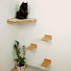 Corner Cat Shelf With Pillow, Cat Corner Wall Bed, Corne Cat Shelf for ...