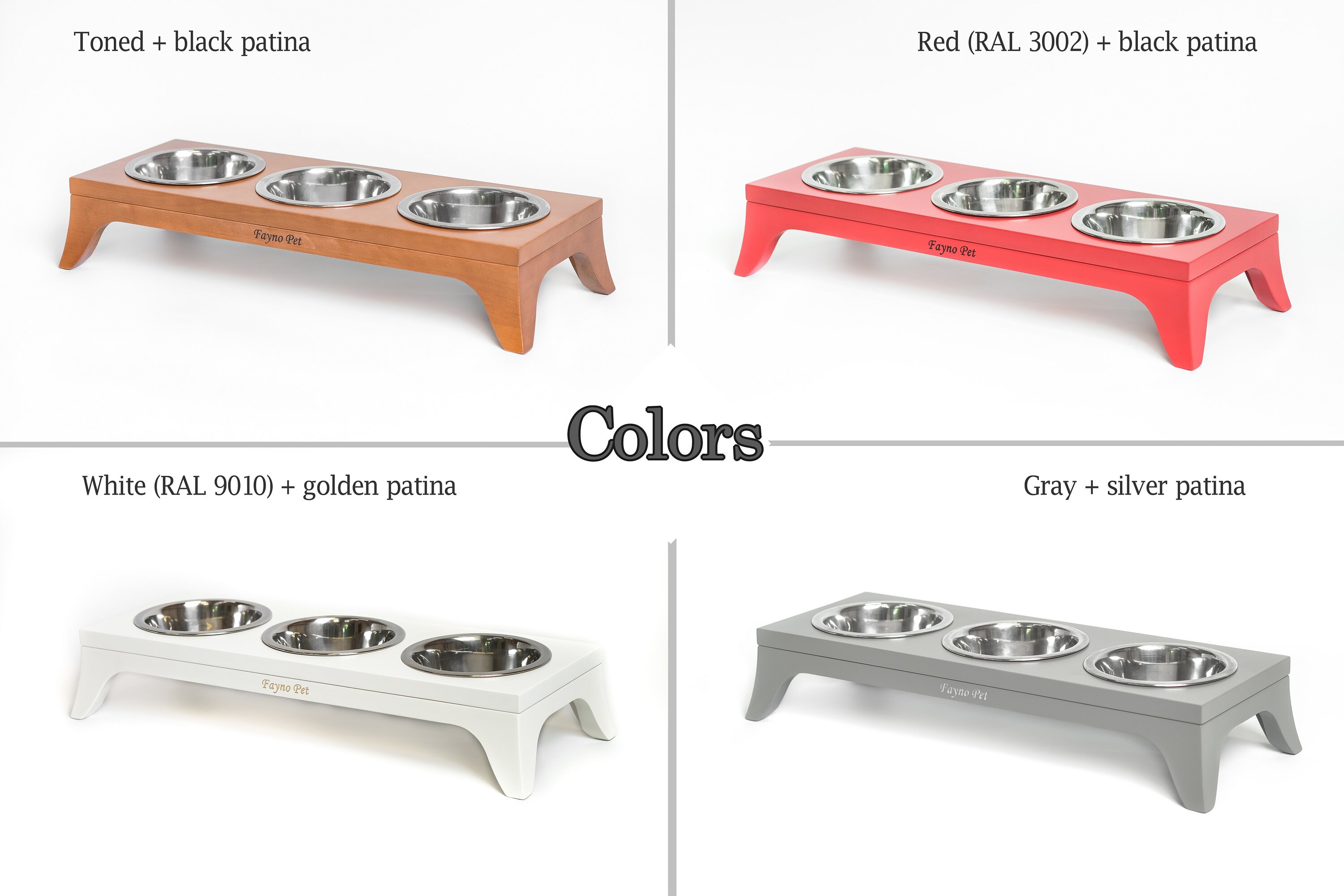 Raised Cat Feeding Station 3 Bowls Elevated Cat Bowl Feeder - Etsy