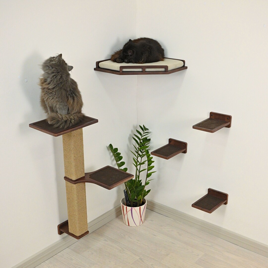 Multi-functional Cat Wall Set: Cat Corner Shelf With Cushion, Cat ...