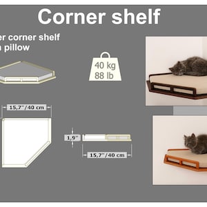 Corner Cat Bed With Cushion, Cat Corner Shelf + Steps, Corne Cat Shelf ...