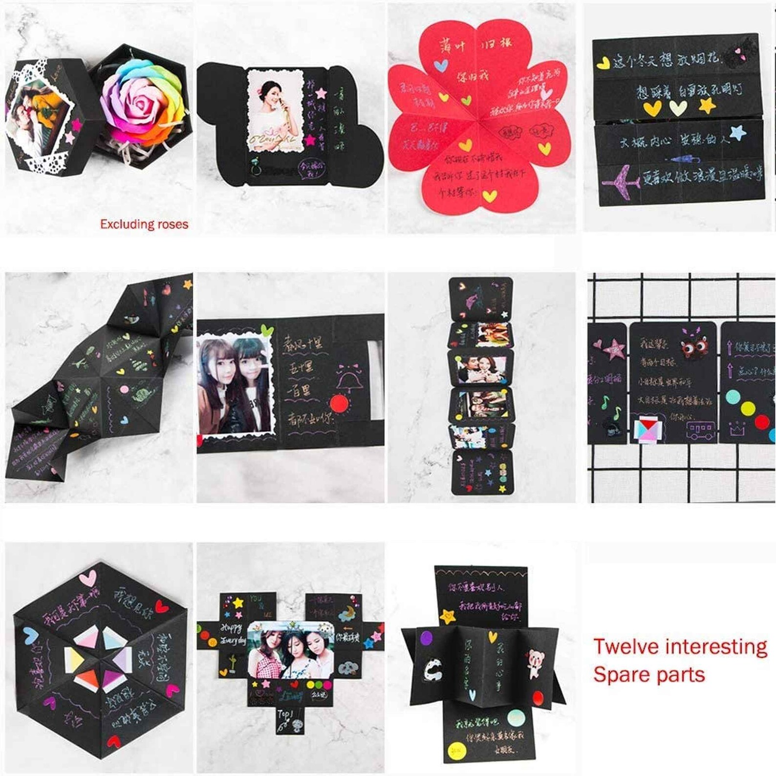 Creative Black Explosion Box, DIY Photo Album Box, Memory Scrapbooking ...