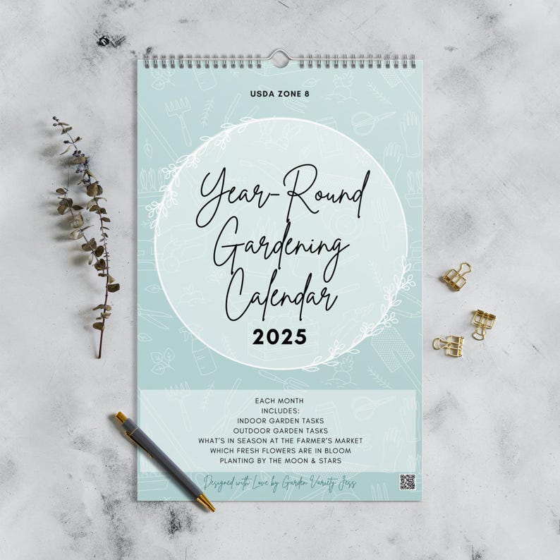 2025 Year Round Gardening Wall Calendar USDA Zone 8 Gift for Plant ...