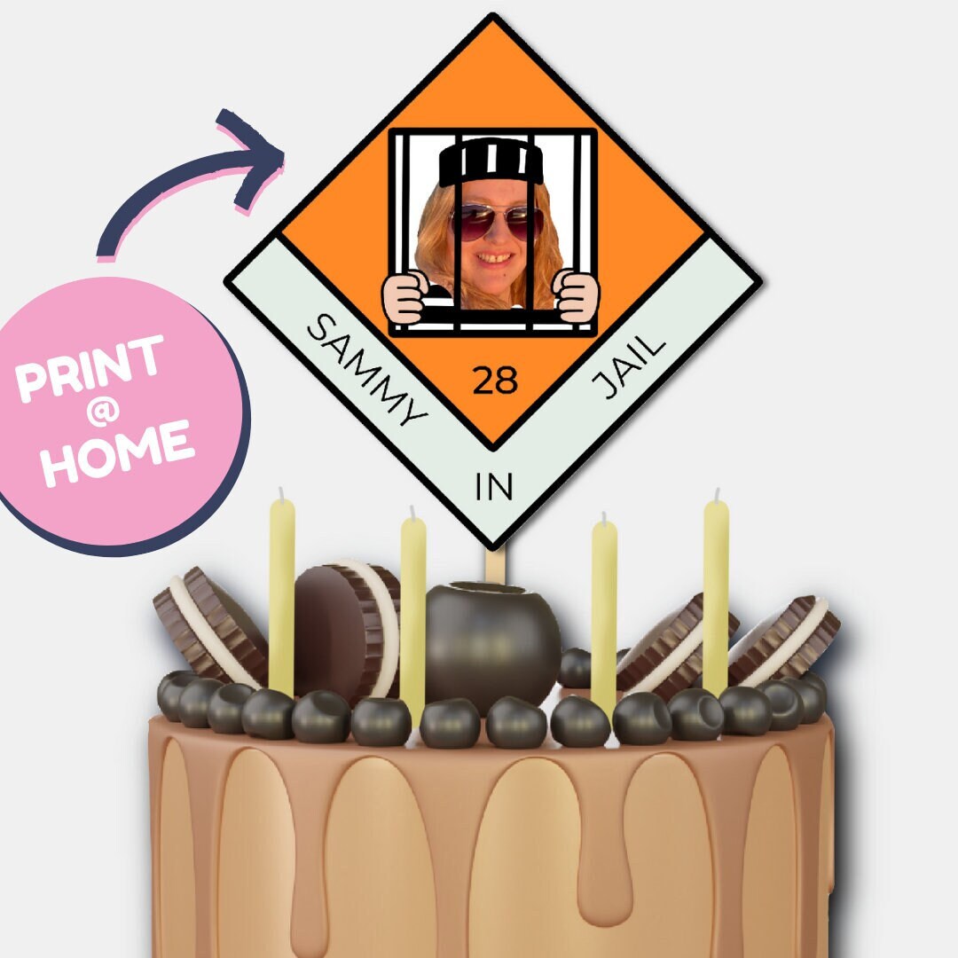 Monopoly Jail Printable Cake Topper Personalised Birthday - Etsy