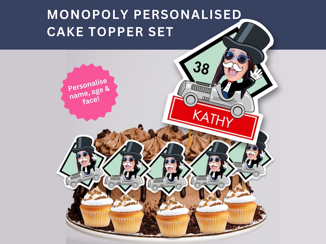 Monopoly Car Printable Cake Topper Set | Personalised Birthday Digital ...