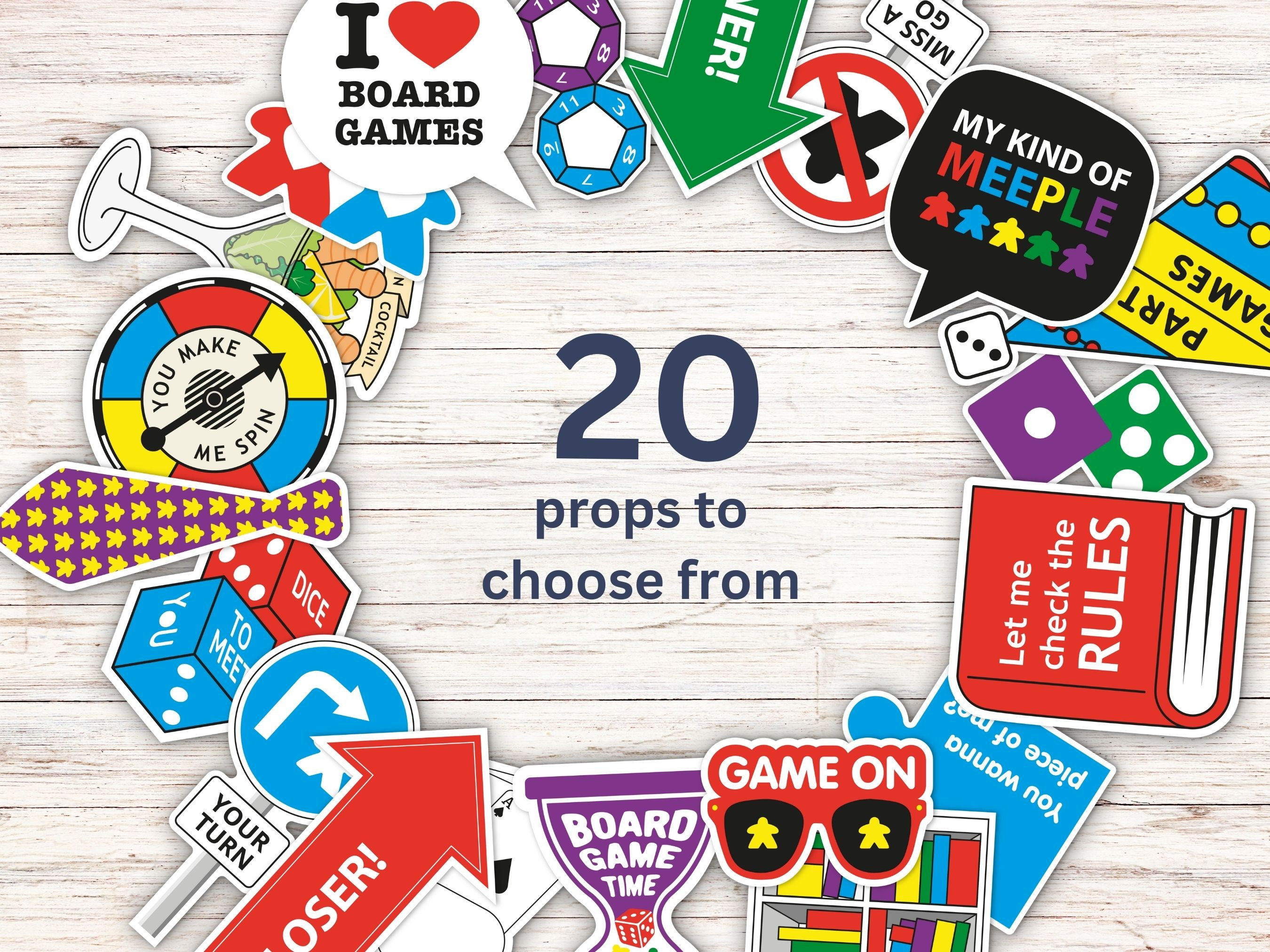 20 Board Game Printable Photo Booth Props, Photography Bundle for ...