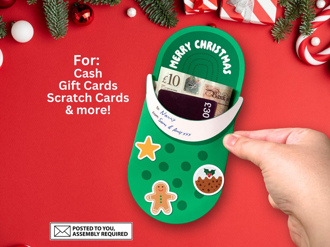Croc Mas Gift Card Holder Money Envelope, Scratch Card Holder, Xmas ...
