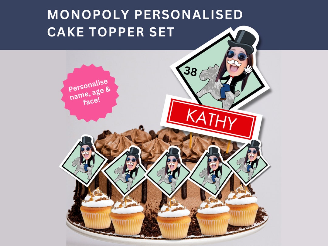 Monopoly Dog Printable Cake Topper Set | Personalised Birthday Digital ...