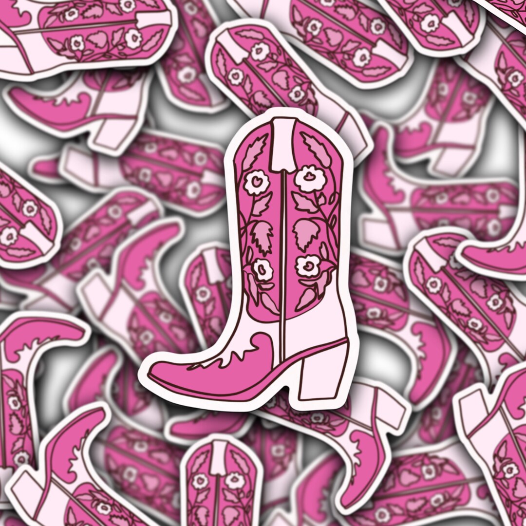 Pink Cowboy Boot Sticker, Cowgirl Boot Sticker, Western Sticker ...