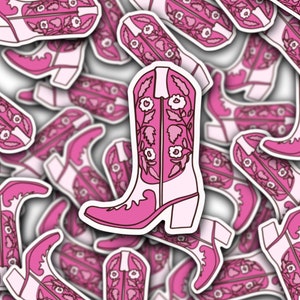 Pink Cowboy Boot Sticker, Cowgirl Boot Sticker, Western Sticker ...