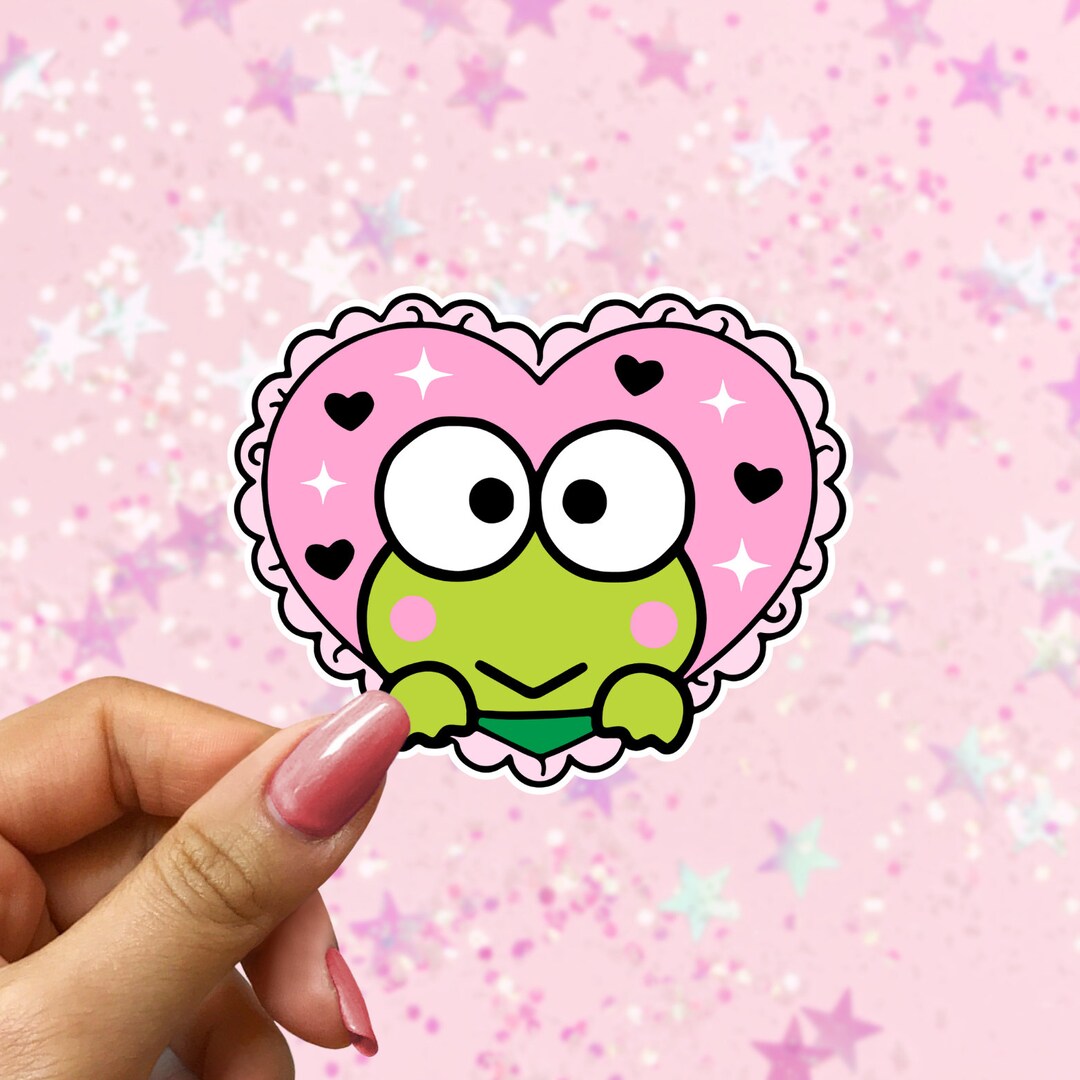 Froggie Heart Sticker, Kawaii Frog Laptop Sticker, Froggie Waterproof ...