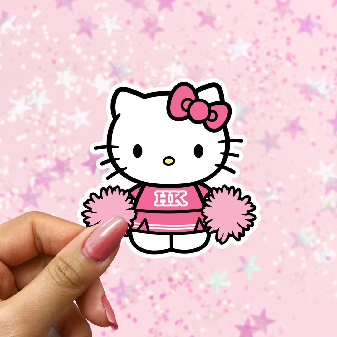 Cheerleader Kitty Laptop Sticker, Kawaii Kitty Waterproof Sticker ...