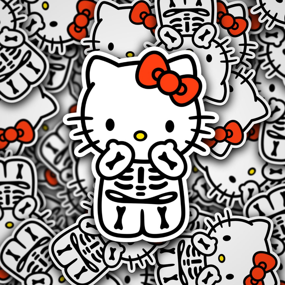 Skeleton Hello Kitty Sticker Halloween Hello Kitty Sticker - Etsy