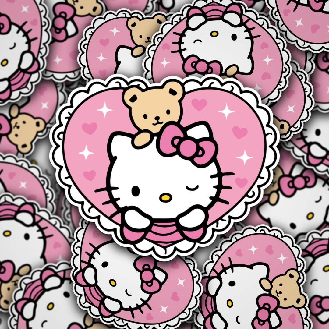 Hello Kitty Heart Sticker, Kawaii Hello Kitty Sticker, Cute Kitty ...