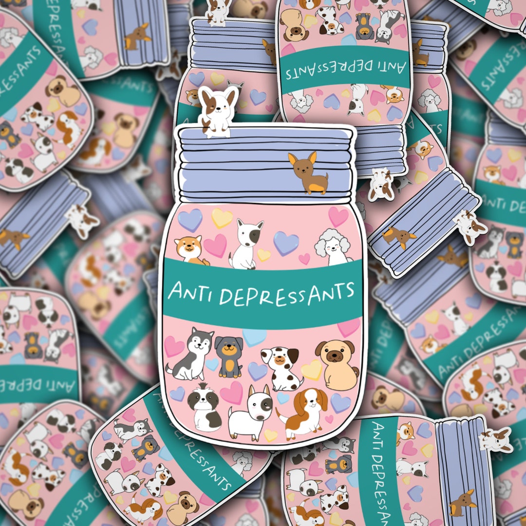 Dog & Cat Antidepressants Laptop Sticker, Dog Mom, Cat Mom Stickers ...